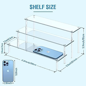 Aredpoook Acrylic Display Risers, 3 Tier Perfume Organizer Stand, Clear Cupcake Stand Holder, Large Shelf Risers for Figures, Dessert Shelves for Party, Riser Stand for Decoration and Organizer