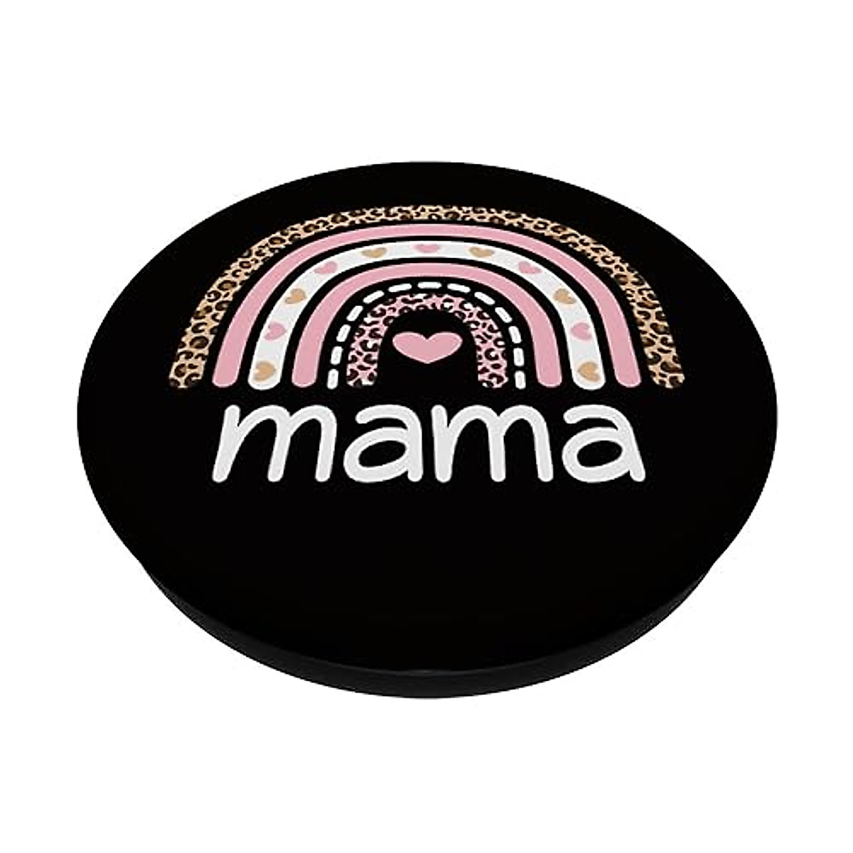 Cute Pink Heart Mama Rainbow Leopard Print Mom Cheetah Black PopSockets Standard PopGrip
