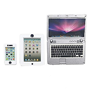 3 Pack Dollhouse Mini Laptop Tablet and Smart Phone Scene Computer Simulation Accessories for Doll 1/6 1/12 Miniatures Silver