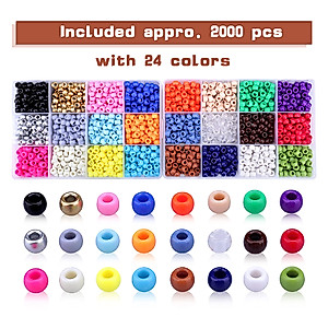 Greentime Pony Beads Jewelry Making Kit, 9mm Pony Beads Rainbow Opaque Beads Small Loose Spacer Beads for Friendship Bracelet Jewelry Necklace Making Crafts for Independence Day Gift (24colors)