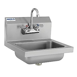 Kratos 28W-088 NSF Commercial Hand Sink with Gooseneck Faucet - 14"Wx10"Dx5"H Bowl