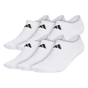 adidas Men's Superlite Super No Show Socks (6-Pair), White/Black, Large