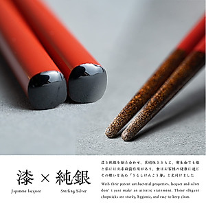 Kasyou Studio URUSHI KENKO chopsticks ( RED 8.4 Inch/21.3 cm) made in japan (Noto Hiba natural wood) luxury chopsticks reusable japanese style gift set palillos chinos cute