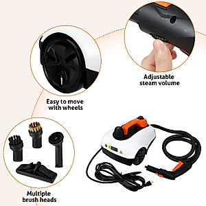 WICHEMI 1800W Steam Cleaner for Cleaning, Handheld Steamer High Pressure Steam Machine + 1800W High Temperature Floor Steam Mop Multipurpose Steam Cleaning Machine for Home Use Car Detailing