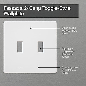 Lutron Fassada 2 Gang Wallplate for Toggle-Style Dimmers and Switches, FG-2-WH, White (1-Pack)