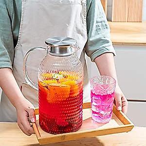 Karafu Glass Pitcher with Lid, Heat Resistant, Easy to Clean, Safe Packing, 100 Oz Borosilicate Water Jug for Hot/Cold Water, Ice tea, Milk and Juice Beverage