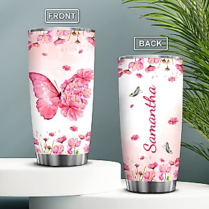 Wassmin Butterfly Gifts for Women Personalized Butterfly Tumbler Stainless Steel 20oz 30oz Coffee Travel Cup Custom Gifts forWoman Girls Friend Spirit Animal Lovers Birthday Christmas