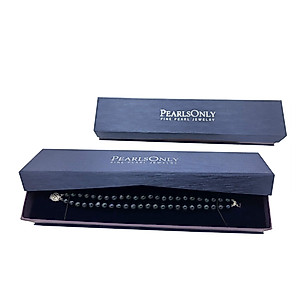 Lavinia Black 6-7mm Double Strand A Quality Freshwater 925 Sterling Silver Cultured Pearl Bracelet-8 in length