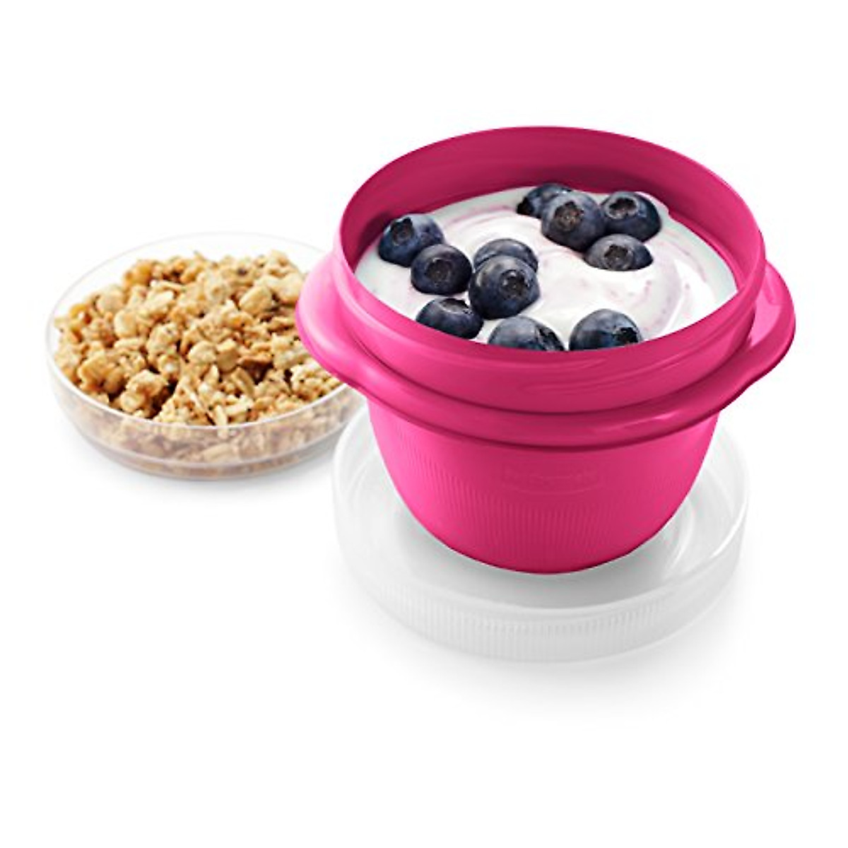 Rubbermaid TakeAlongs 2-Compartment Meal Prep and Food Storage Kit, 30 Pieces including Lids, BPA-Free Plastic, Beet Red