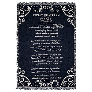Dicksons Marriage Takes Three Black and White 52 x 68 All Cotton Tapestry Throw Blanket