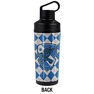 Harry Potter OFFICIAL Ravenclaw Plaid Sigil 18 oz Insulated Water Bottle, Leak Resistant, Vacuum Insulated Stainless Steel with 2-in-1 Loop Cap