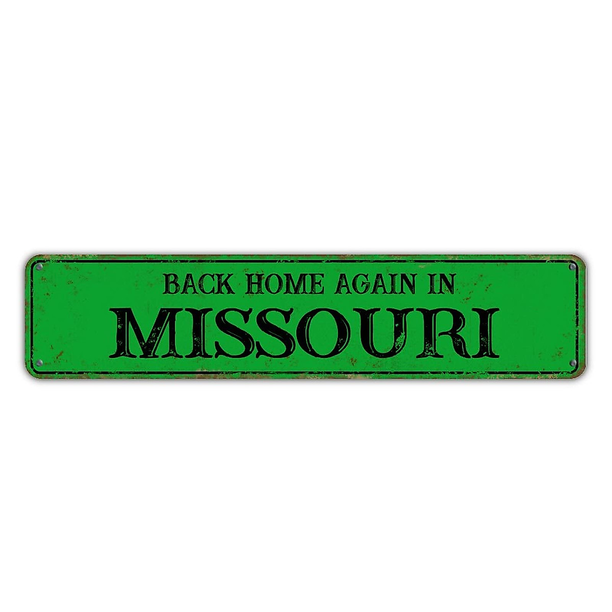 Gate Home Décor Metal Signs Outdoor Back Home Again in Missouri Decorative Gifts Posters USA American State Outline Customized Metal Plaque for Pubs Club Front Door Terrace Wall Décor 4x18in