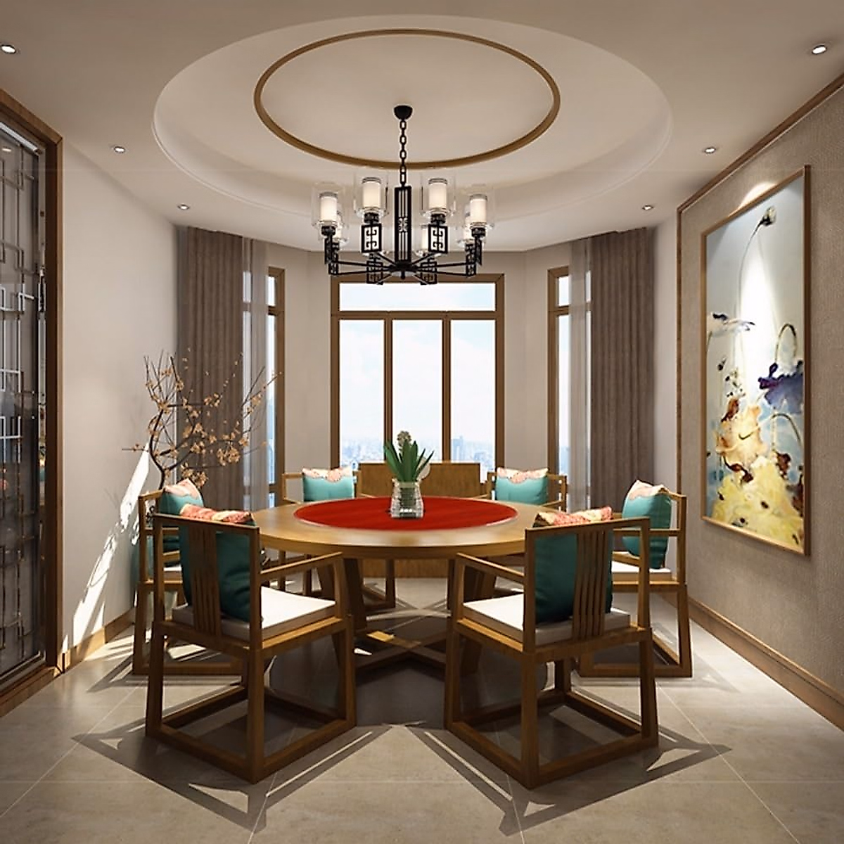 THIKK Tempered Glass Lazy Susan Turntable for Dining Table Turntable, 10mm Thick Tempered Glass Serving Plate Tabletop Rotating Serving Tray (Size : 90cm/36in)