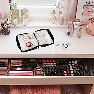 LingLingo Travel Jewelry Organizer Case Transparent Jewelry Storage Book Binder Bag for Earrings, Rings, Necklace, Bracelet,Black