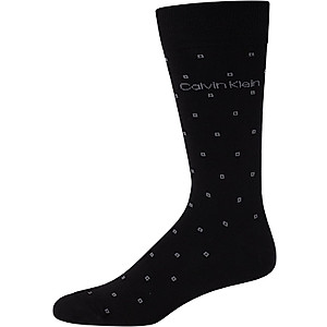 Calvin Klein Men's 6 Pack Mixed Pattern Dress Socks, Size 4-12, Black Assorted