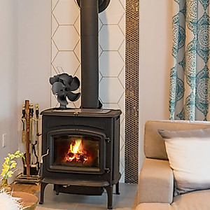 SIMPFUN 5-Blade Fireplace Fans, Fast Start Heat Powered Stove Fan for Wood, Ultra Quiet Circulating Warm Air Saving Fuel Efficiently for Gas/Pellet/Wood/Log Stoves with Magnetic Thermometer