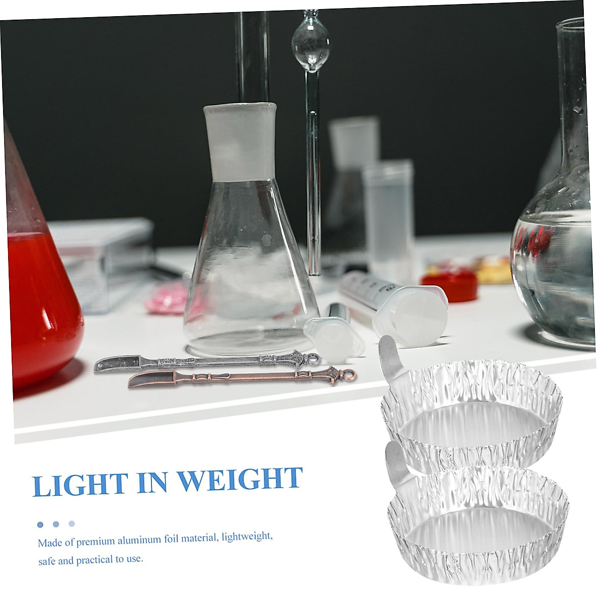 SEWOART 50Pcs Aluminum Foil Weighing Plates Disposable Weighing Trays for Labs Sample Weighing Pans Lightweight Aluminum Foil Pans for Accurate Measurements