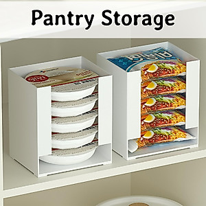 UXIVCKI Storage Container Keep Food Packets Stacked, Plastic Organizer Stackable Basket for Kitchen Cabinet Pantry Countertop Shelf Closet Bathroom, Organize Noodles, Snacks, Facial Masks