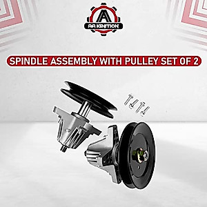 Replacement Lawn Mower Spindle Assembly with Pulley Set of 2 - Compatible with Cub Cadet, Troy-Bilt, MTD 42 Inch Deck - Replaces 918-04822B, 618-04822, 618-04822A, 618-04822B, 918-04889, 91804889A