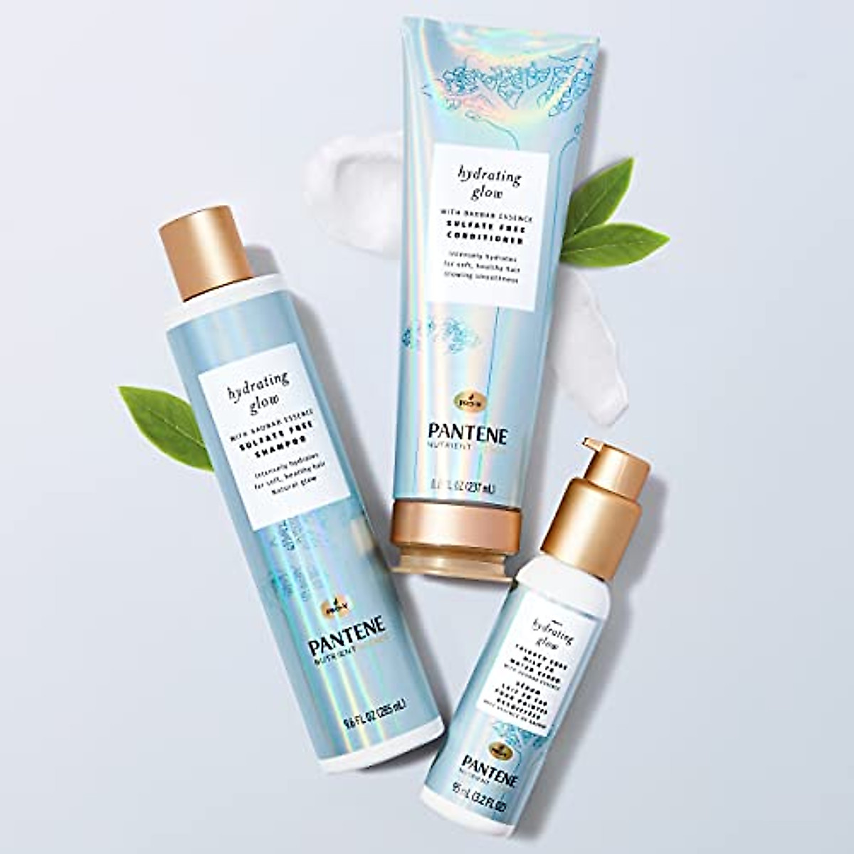 Pantene Hydrating Glow with Baobab Essence Shampoo, Sulfate & Silicone-Free, 9.6 Fl Oz, 2.598 Fl Oz