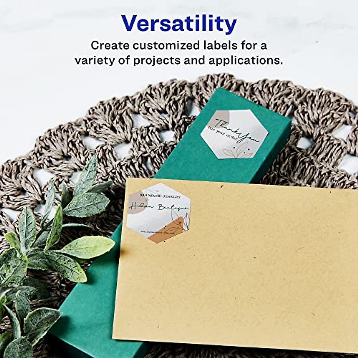 Avery Glossy White Hexagon Labels with Sure Feed, 1-1/2" x 1-47/54", 200 Glossy White Labels, Print-to-The-Edge, Permanent Label Adhesive, Laser/Inkjet Printable Labels