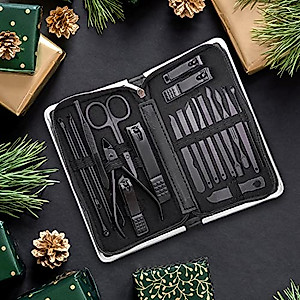 Manicure Set, 21 in 1 Manicure Kit Pedicure Kit Professional Nail Clipper Set Nail Kit For Women Men - Black