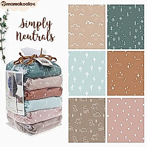 Mama Koala 2.0 Baby Cloth Diapers with AWJ Lining and Tummy Panel, Washable Reusable Pocket Diapers, 6 Pack with 6 Bamboo Diaper Inserts (Simply Neutrals)