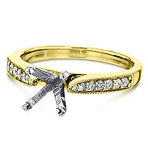 Kobelli Diamond Semi Mount Taper Milgrain Engagement Ring (No Center Stone) - white-gold / 8.0