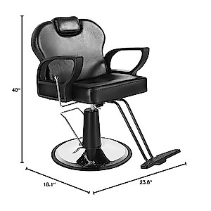 Eastmagic All Purpose Barber Chair Reclining Salon Chair for Hair Stylist Heavy Duty Base Black