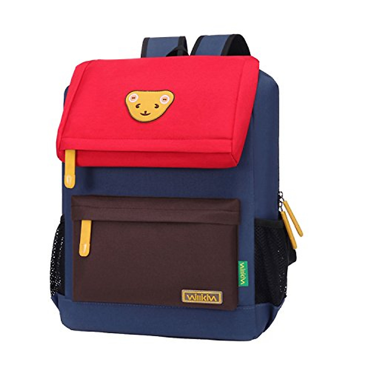 Willikiva Cute Bear Kids School Backpack for Children Elementary School Bags Girls Boys Bookbags (Red/Coffee/Royalblue, Medium)