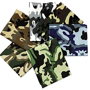 AMORNPHAN Camo Military Woodland Motif Camouflage Patterns Bundle 6 Colors TC Poplin Cotton Quilting Fabric for Patchwork Needlework DIY Sewing Crafting Precut 18 x 22 Inches (Set of 6 Pieces)