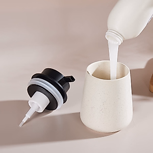 12Oz Foaming Hand Soap Dispenser - Ceramic Bathroom Foam Soap Dispenser with Easy-to-Press Black Pump, Refillable Lotion Hand Soap Dispenser, Dish Soap Dispenser for Kitchen, Speckled Matte Beige