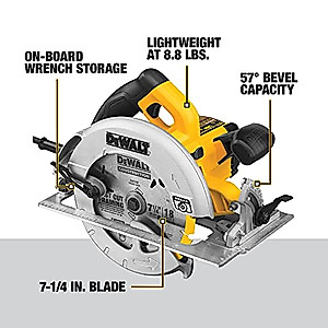 DEWALT Circular Saw, 15 Amp, 57 Degree Bevel, Electric Brake, Corded (DWE575SB)