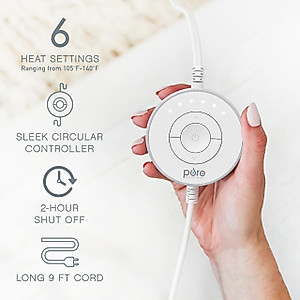 Pure Enrichment® PureRadiance™ Back & Neck Luxury Heating Pad for Pain Relief, Patented Design, Soft Faux Fur & Micromink, 6 Heat Settings, Machine Washable, Universal Fit, 31.5” x 24” (Golden Sands)