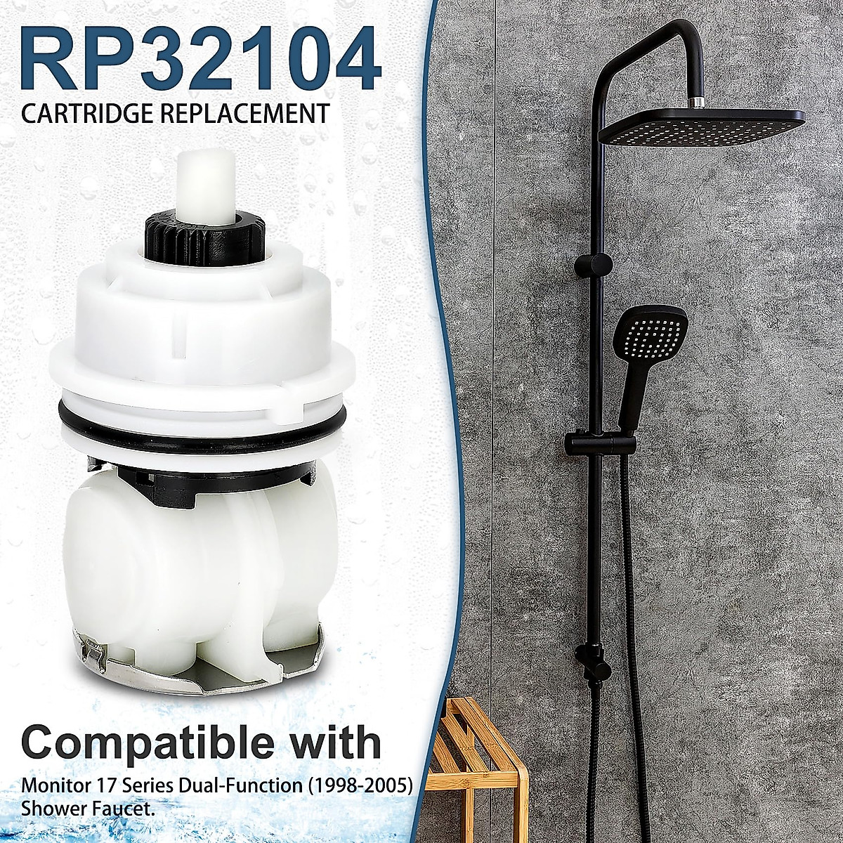 RP32104 Shower Cartridge, Compatible with Delta Monitor 1700 series(1998-2005) Showers, Easy to Install rp32104 Cartridge Replacement, Including the RP32104 Cartridge and Parts