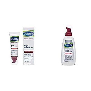 Cetaphil Redness Relieving Night Moisturizer, 1.7 Ounce with Redness Control Daily Foaming Face Wash, 8.0 Fluid Ounce