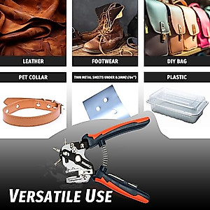 Inwell Leather Hole Punch, Belt Hole Puncher for Leather, Heavy Duty Leather Punch Tool with 6 Solid Holes, for Belts, Fabric, Crafts, Card, Watch Bands, Pet Collars, etc