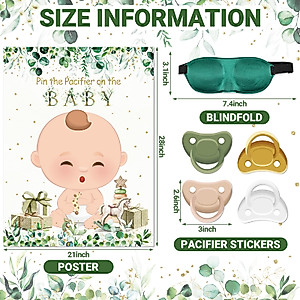 Faccito Pin The Pacifier on The Baby Party Games Sage Green Baby Shower Decorations Pin Pacifier on Baby Game with 24 Pacifier Stickers Game Blindfold for Baby Shower Birthday Party Supplies(Fair)