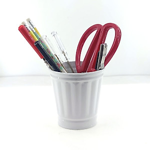 AITING Mini Trash can & Iron Garbage can Pencil Cup Holder 2pcs (White)