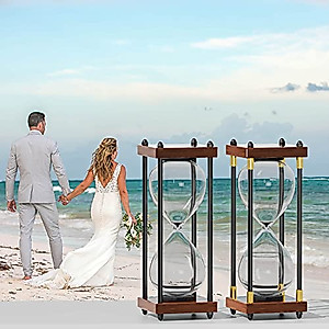 SuLiao Empty Hourglass Fillable, 10 Inch Large Black Wooden Frame Decorative DIY Sand Timer, Unity Sand Hourglass for Wedding Ceremony Set, Without Sand Antique Sand Clock for Desk Home Office Decor