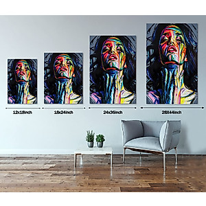 Pop Art Banksy Street Art Colorful Graffiti Print Picture Woman Graffiti Canvas Painting Wall Decor for Living Room Canvas Framed Wall Artwork Modern Home Decor Ready to Hang-28x44 Inch