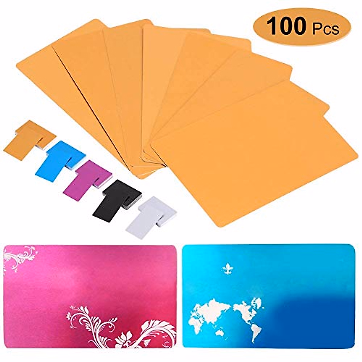 100 pcs Blank sublimation metal name card Thick Laser Metal Name Card printing blank business card use sublimation ink and paper (Silver )