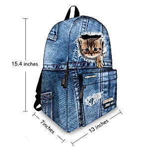 JBS-NO.1 Cute Cats Backpack for Teen Girls,Canvas BookBags for School (Blue1)