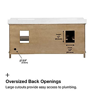 OVE Decors Edenderry 72" Double Undermount Sink Bathroom Vanity with Cultured Marble Countertop and Barn Doors, Pre-Assembled | Backsplash Included | 03 Drawers and Power Bar, 72 inches, Rustic Almond