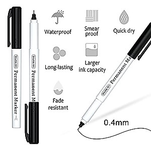 Permanent Marker,Shuttle Art 30 Pack Ultra Fine Point Black Permanent Marker set, Works on Plastic,Wood,Stone,Metal and Glass for Doodling, Marking