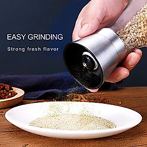 Pepper Grinder, Mini Spice Mill, Small Pepper Mill, Good Helper of Chef's. Brushed Stainless Steel Dust Cover With Ceramic Grinding Cores, Adjustable Coarseness, Family or Outdoor Picnic Optional.