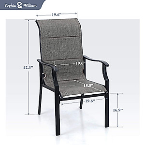 Sophia & William Patio Dining Chairs Quick Dry Textilene Patio Chairs High Back 2 Pieces Outdoor Dining Chairs Support 350lbs Patio Furniture Set for Lawn Garden Backyard Pool All Weather