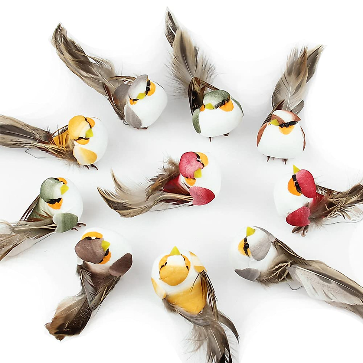 MAOMIA 12pcs Artificial Simulation Foam Bird Mini Feather Birds Ornaments DIY Craft for Home Garden Wedding Decoration Party Accessories(4.72inch)