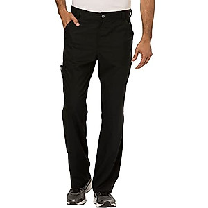 Cherokee Mens Scrub Pants with Cargo Pockets, Two-Way Stretch Modern fit Drawstring Pants WW140S, L Short, Black