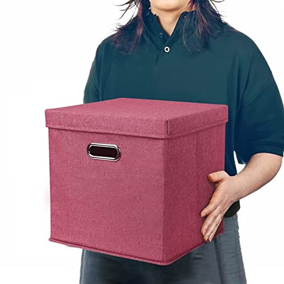 XYXYLY 2 Pack Foldable Cubes Storage Bins with Lids 12.6 * 12.6 * 12.6" Collapsible Fabric Cubbies Storage Baskets for Shelf Closet Organizer Home Bedroom Office Nursery